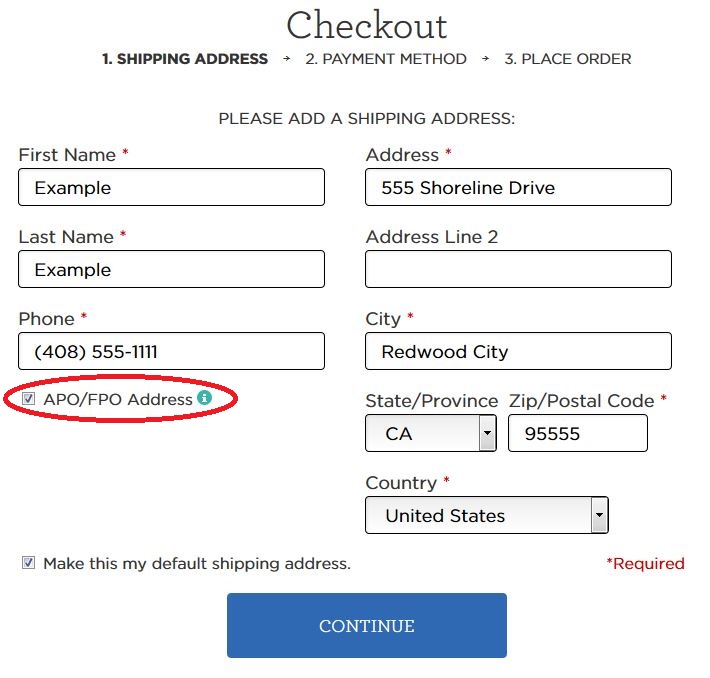 Military Addresses APO FPO Picaboo Customer Support
